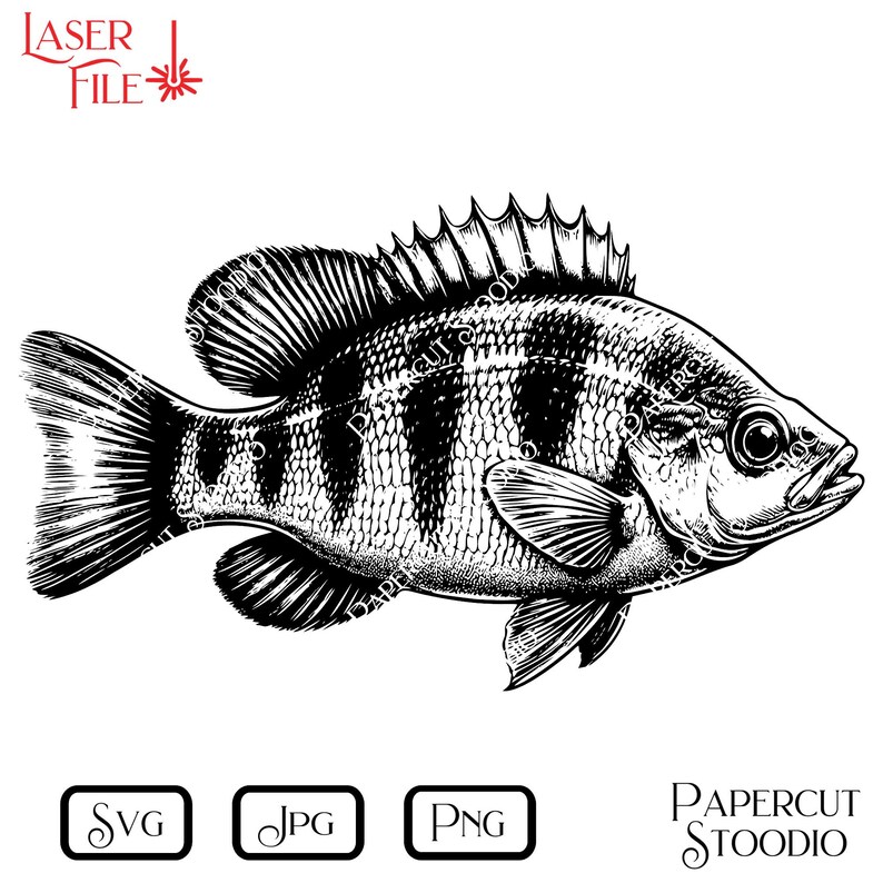 Laser Engrave File, Bluegill Fish SVG, Lightburn Glowforge Signs ...
