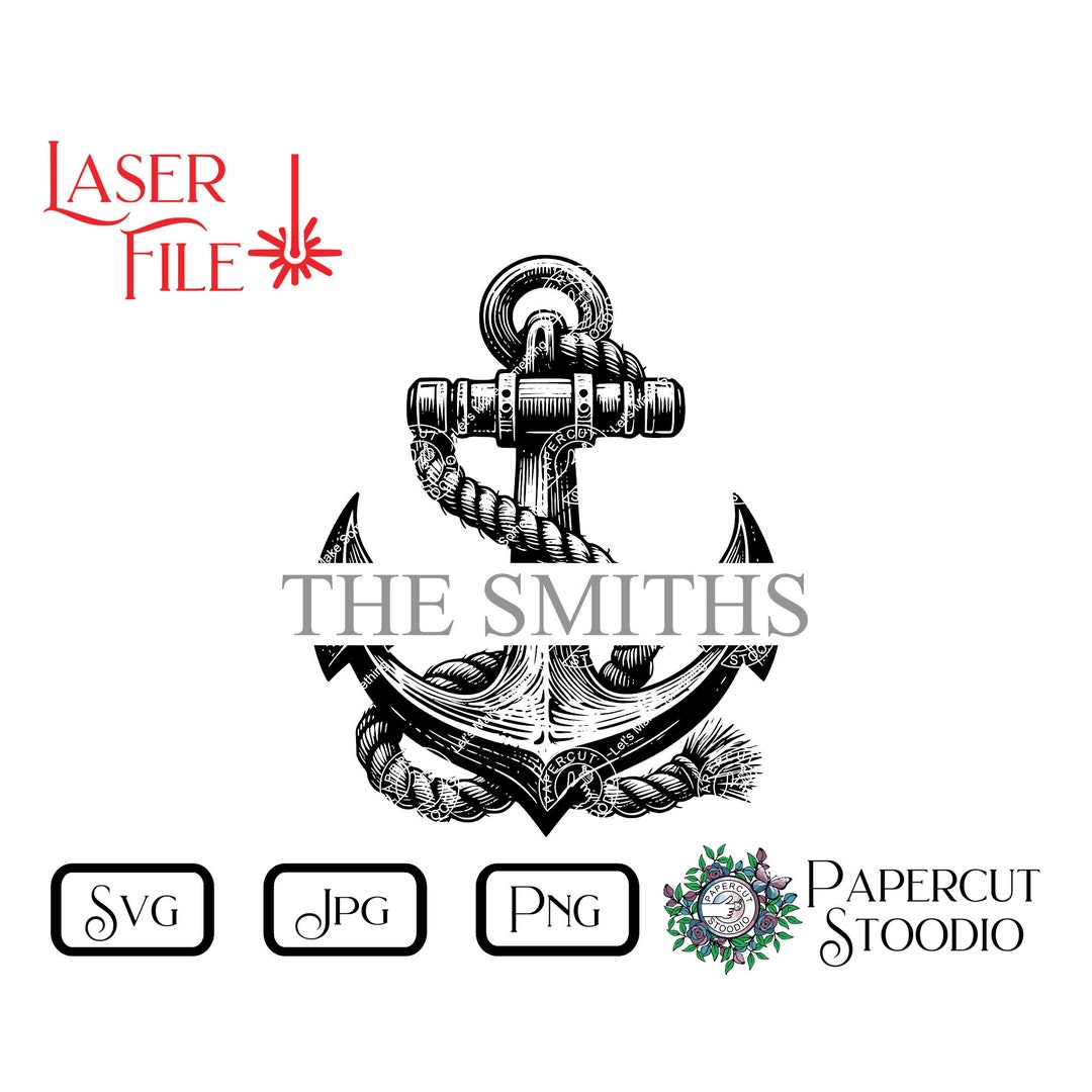 Laser Engrave File, Anchor Monogram SVG, Lightburn Glowforge Wood Burn ...
