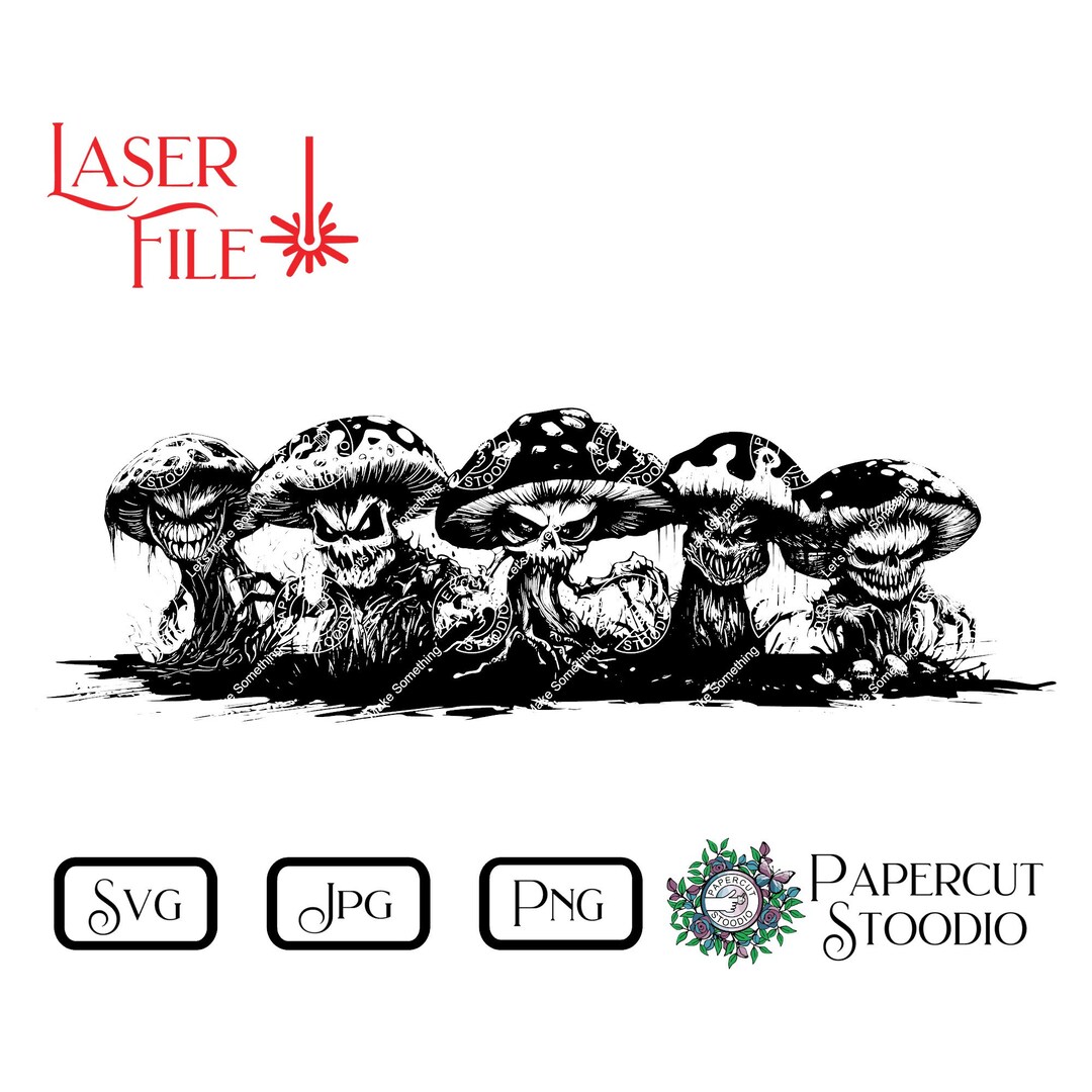 Evil Mushrooms Laser Engrave SVG File, Cutting Boards, Garden Flags ...