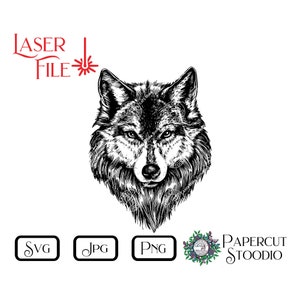 Laser Engrave File, Wolf Head SVG, Lightburn Glowforge Signs Cutting ...