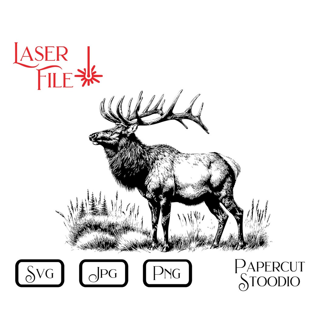 Laser Engrave File, Elk Svg, Lightburn Glowforge Digital Download for ...