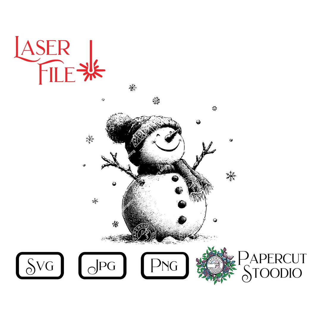Laser Engrave File, Happy Snowman Svg, DIY Christmas Signs Cutting ...