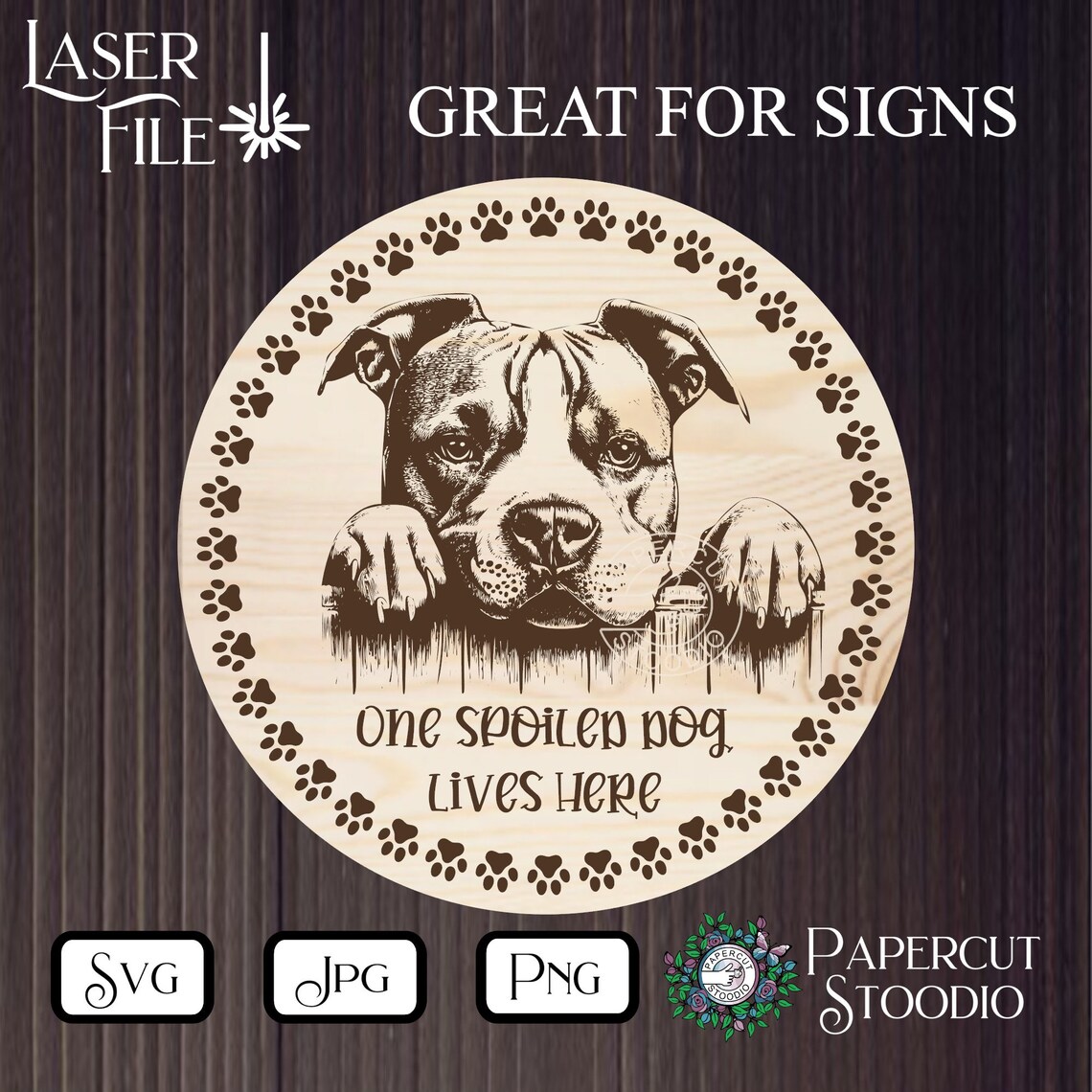Laser Engrave File, Pitbull Dog Peek SVG, DIY Door Hanger Dog Fence ...