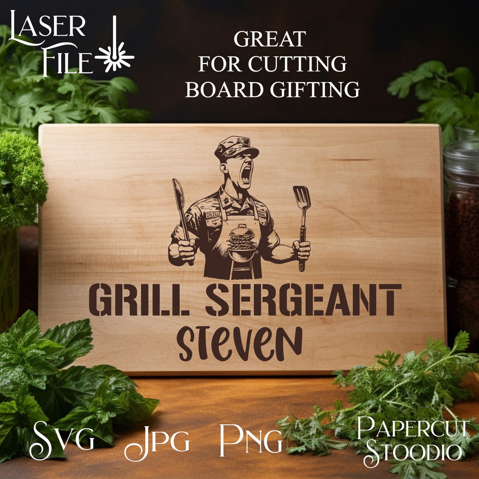 Grill Sergeant SVG, Laser Engrave File, BBQ Dad Humor (digital Download ...