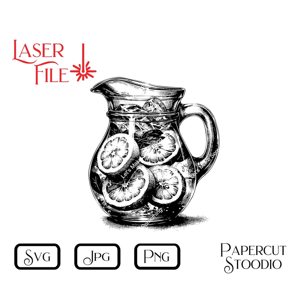 Laser Engrave File Lemonade Pitcher SVG, Lightburn Glowforge Summer ...