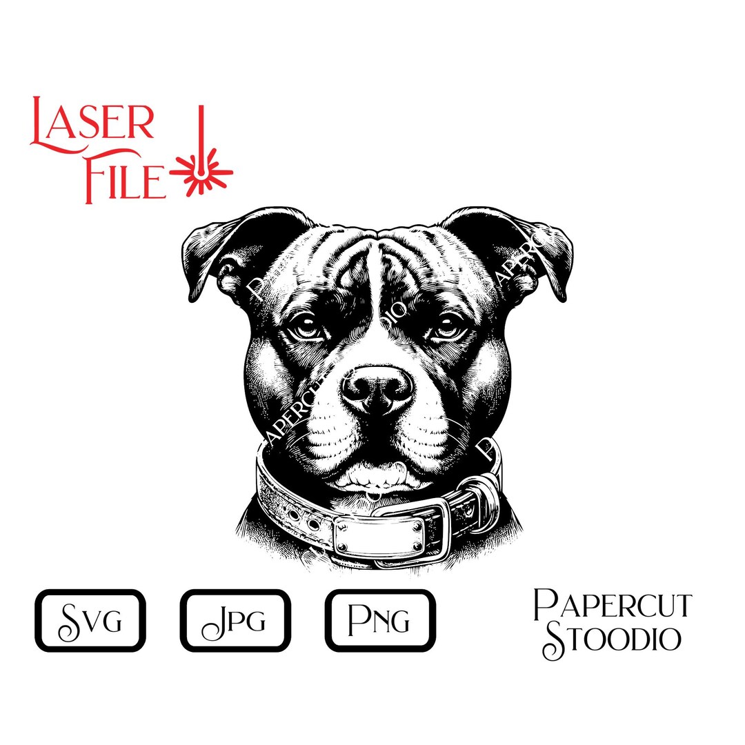 Laser Engrave File, Staffordshire Bull Terrier SVG, Lightburn Glowforge ...