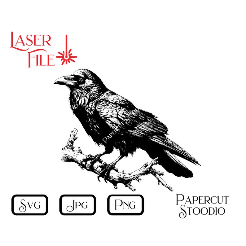 Raven Laser Engrave File, Rustic Cabin Decor (SVG, PNG, JPG) - Etsy