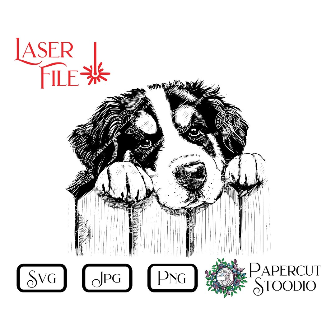 Laser Engrave File, Bernese Mountain Dog Peek SVG, DIY Door Hanger Dog ...