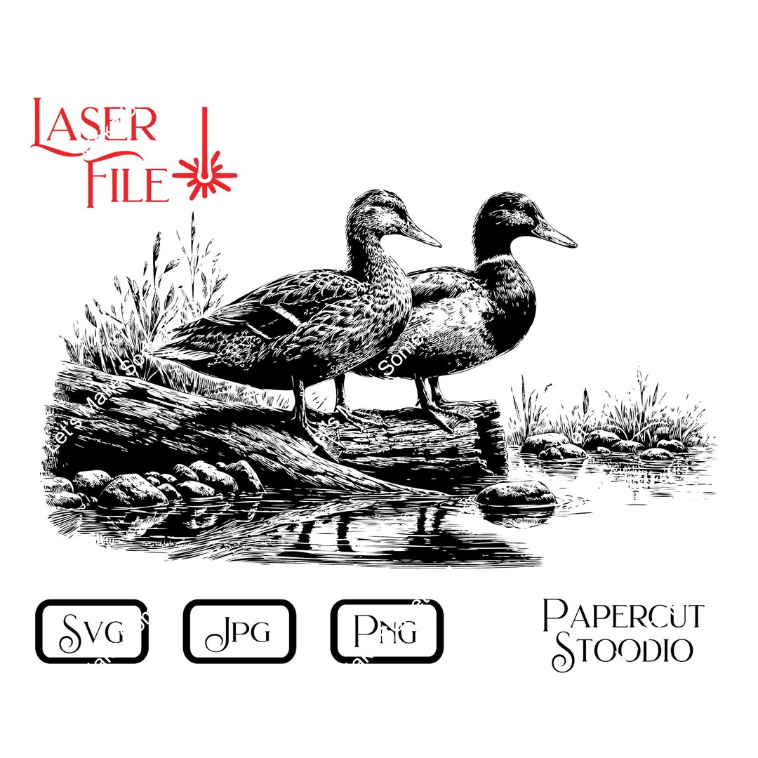Laser Engrave File, Log Ducks SVG, Lightburn Glowforge Digital Download ...