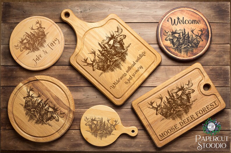 Moose Deer Forest Laser Engrave File, Cabin Sign SVG PNG JPG (digital ...