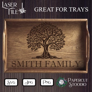 Laser Engrave File, Tree Emblem SVG, Lightburn Glowforge Wood Burn DIY ...