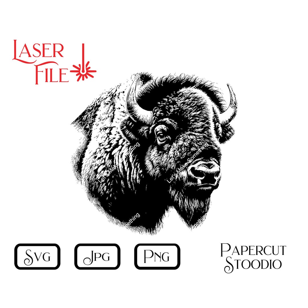 Laser Engrave File, Bison Head Svg, Digital Download for Laser ...