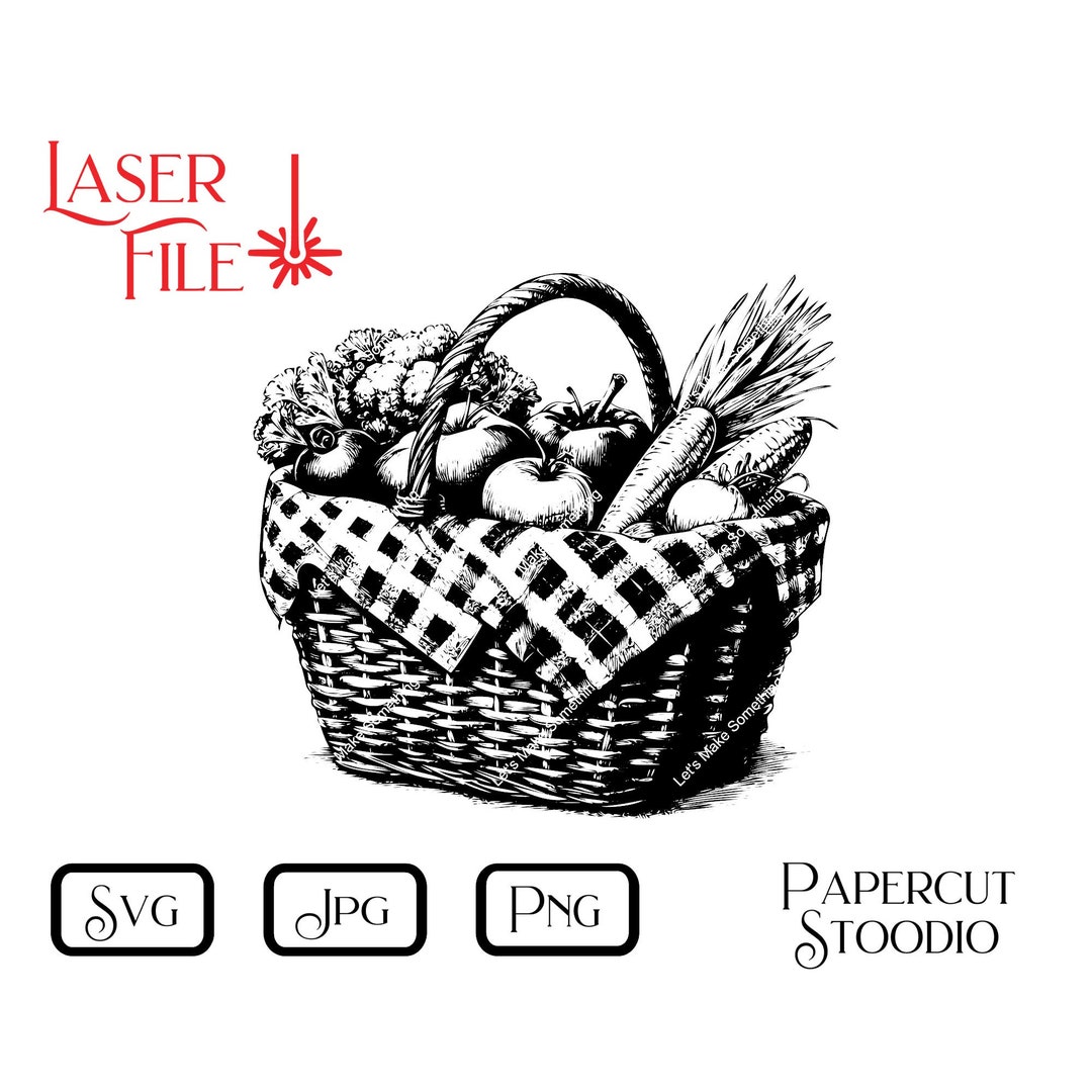 Laser Engrave File, Vegetable Basket SVG, for Lightburn Glowforge ...