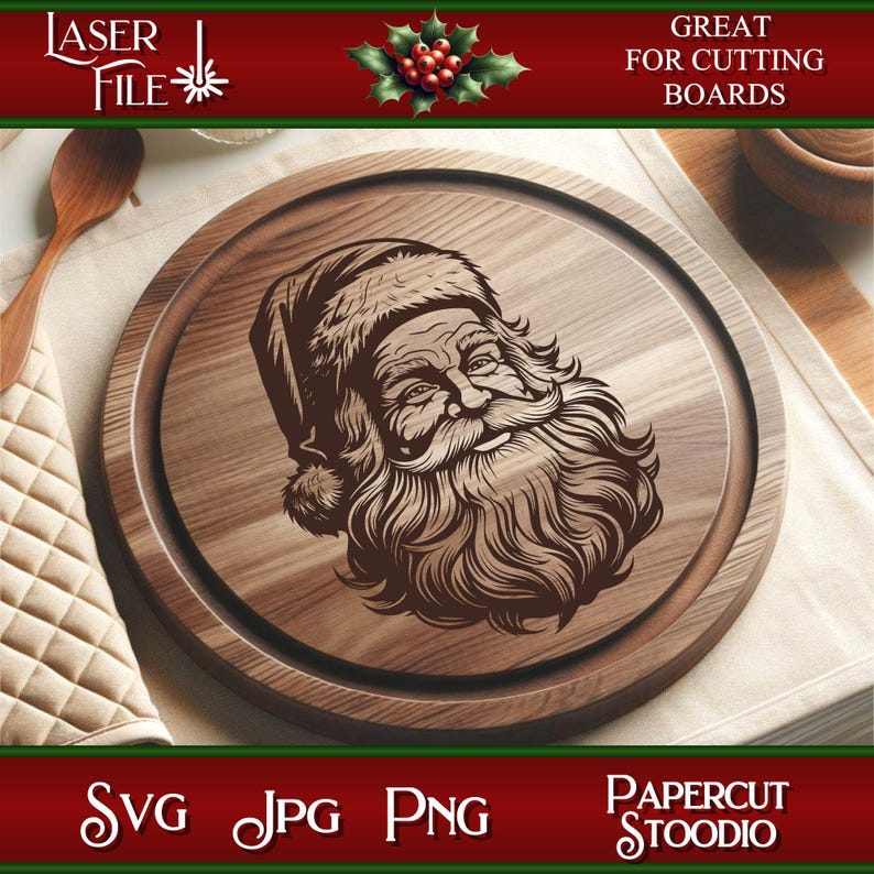 Santa Claus Laser Engrave File, Christmas Decor SVG PNG JPG (digital ...