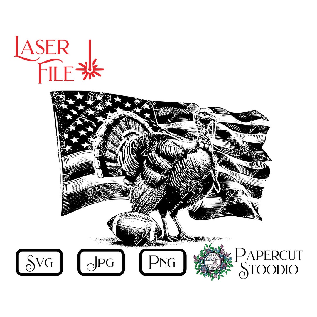 Laser Engrave File, USA Turkey Football SVG, Thanksgiving, Game Day ...