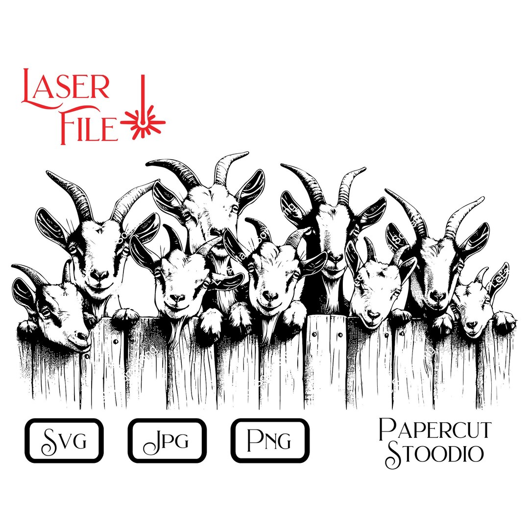 Laser Engrave File, Goats Peek SVG, Cute Country Farm Lightburn ...