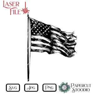 Laser Engrave File - USA Flag SVG, Lightburn Glowforge Proud America ...