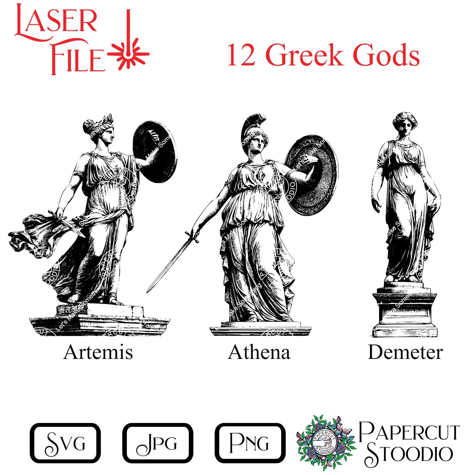 12 Greek Gods Laser Engrave File, SVG PNG JPG, Mythology Cutting Boards ...