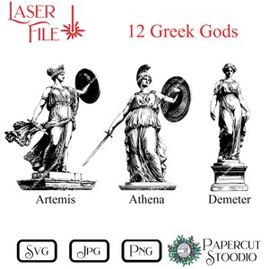 Laser Engrave File, Greek Gods SVG, Zeus, Aphrodite, Poseidon, Athena ...