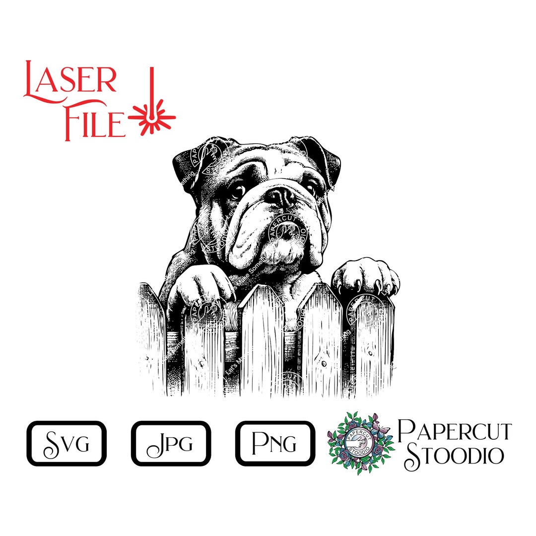British Bulldog Peek SVG, Laser Cut File, Dog Sign (digital Download ...
