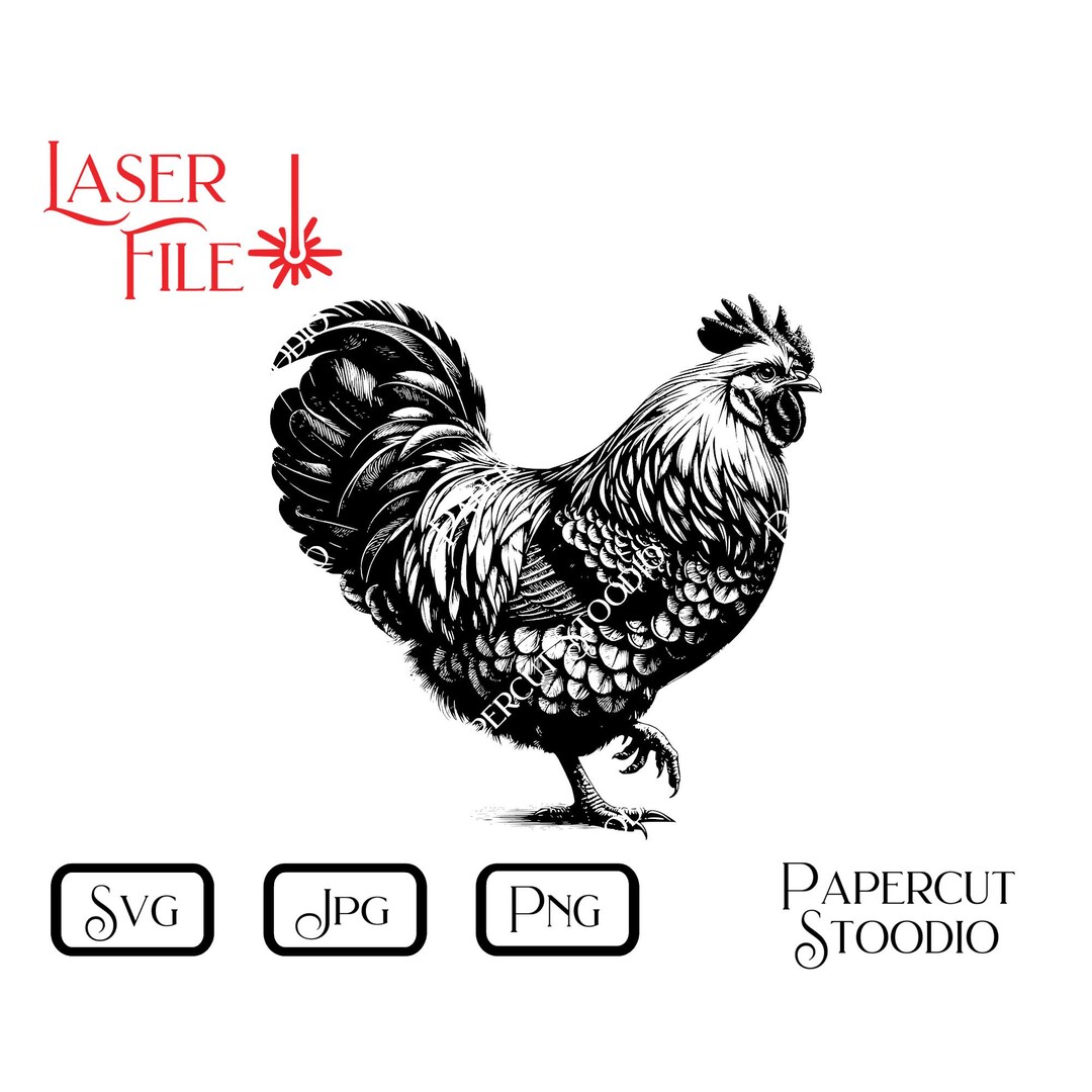 Laser Engrave File, Rooster 2 SVG, Chicken Country Lightburn Glowforge ...