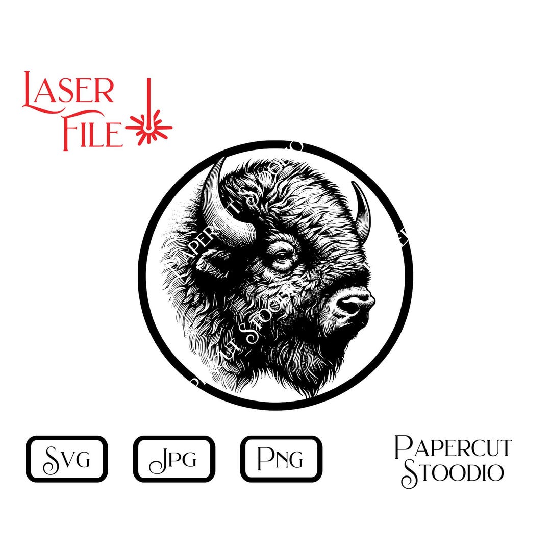 Bison Head Circle Laser Engrave File, SVG PNG JPG (digital Download) - Etsy