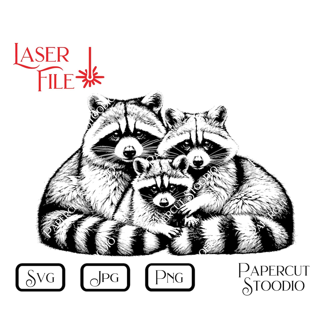 Raccoon Family Laser Engrave File SVG, Cabin Decor (digital Download ...