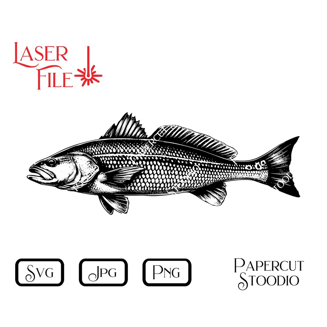 Laser Engrave File, Red Fish SVG, Lightburn Glowforge Signs Cutting ...