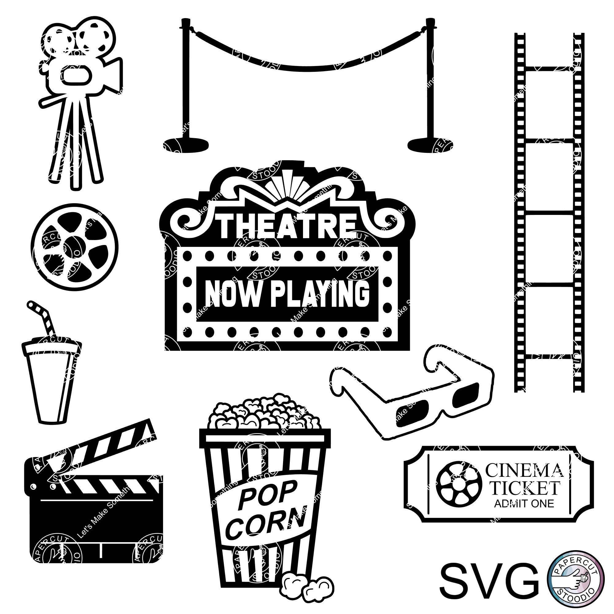 Movie Night Bundle Svg Movie Poster Now Playing Family | Etsy