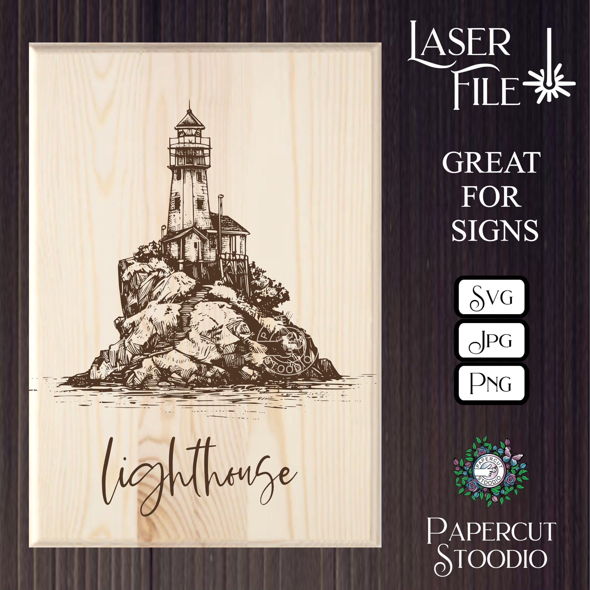 Laser Engrave File Rocky Lighthouse SVG Ocean Sea Island - Etsy