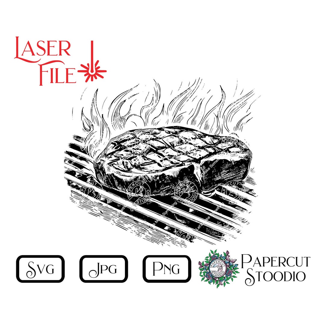 Laser Engrave File, Grill Steak Svg, BBQ Meat Dad for DIY Cutting Board ...