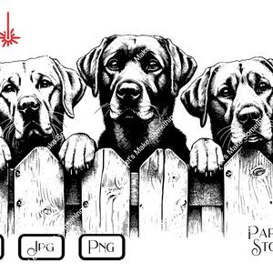 Laser Engrave File, 3 Labs Dogs Peek SVG, DIY Door Hanger Dog Fence ...
