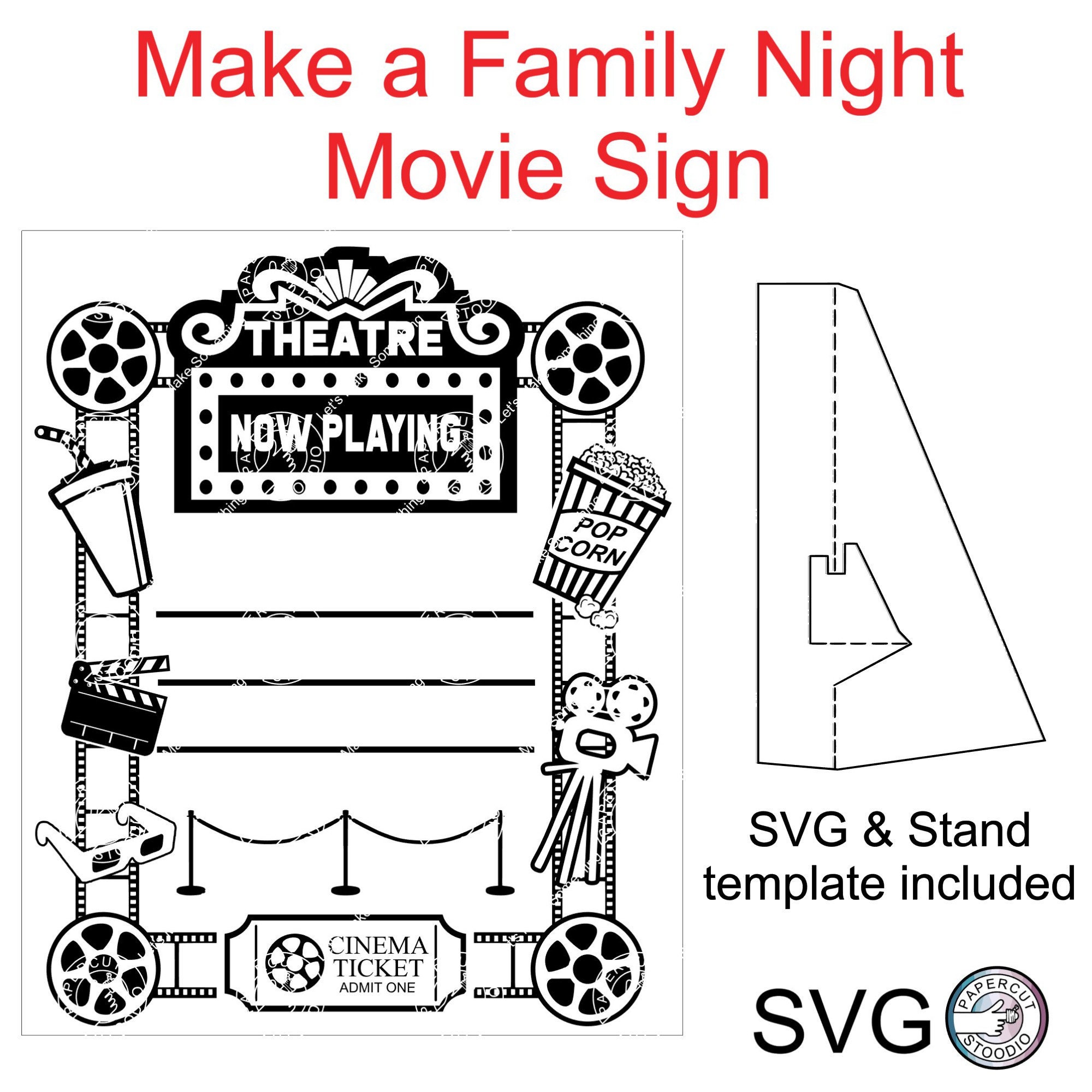 Movie Night Bundle Svg Movie Poster Now Playing Family | Etsy