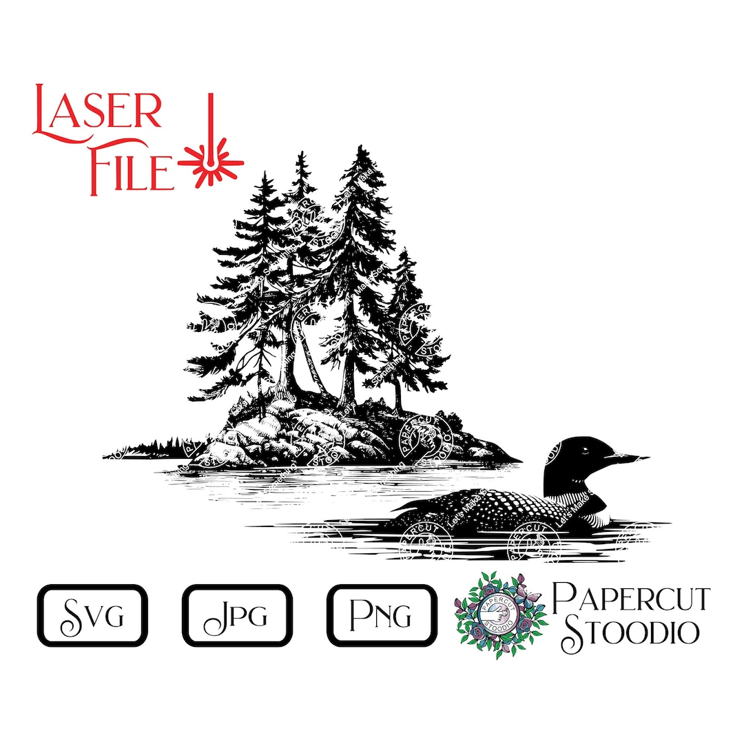 Lake Loon SVG, Laser Engrave File, Lightburn Glowforge Digital Download ...