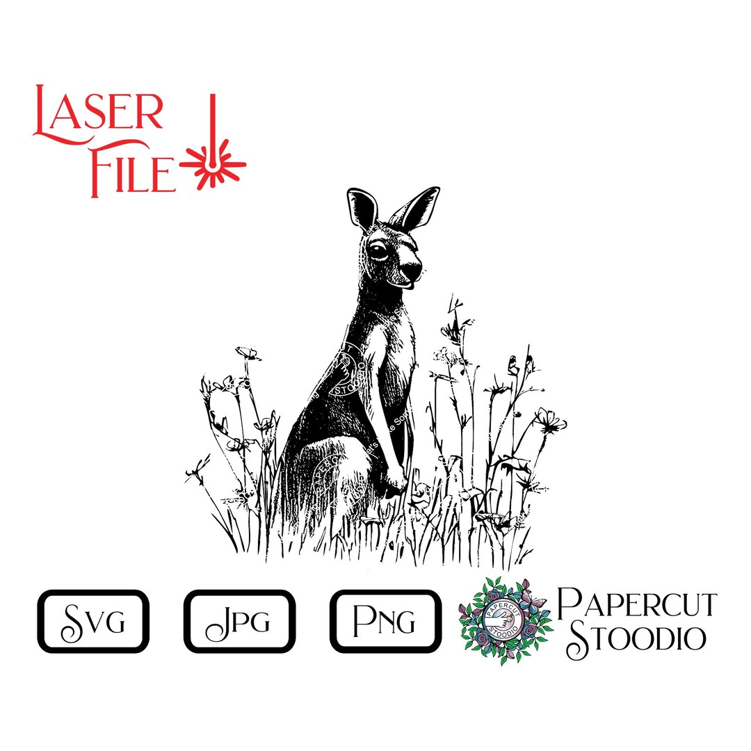 Laser Engrave File Kangaroo SVG, for Lightburn Glowforge Signs Cutting ...