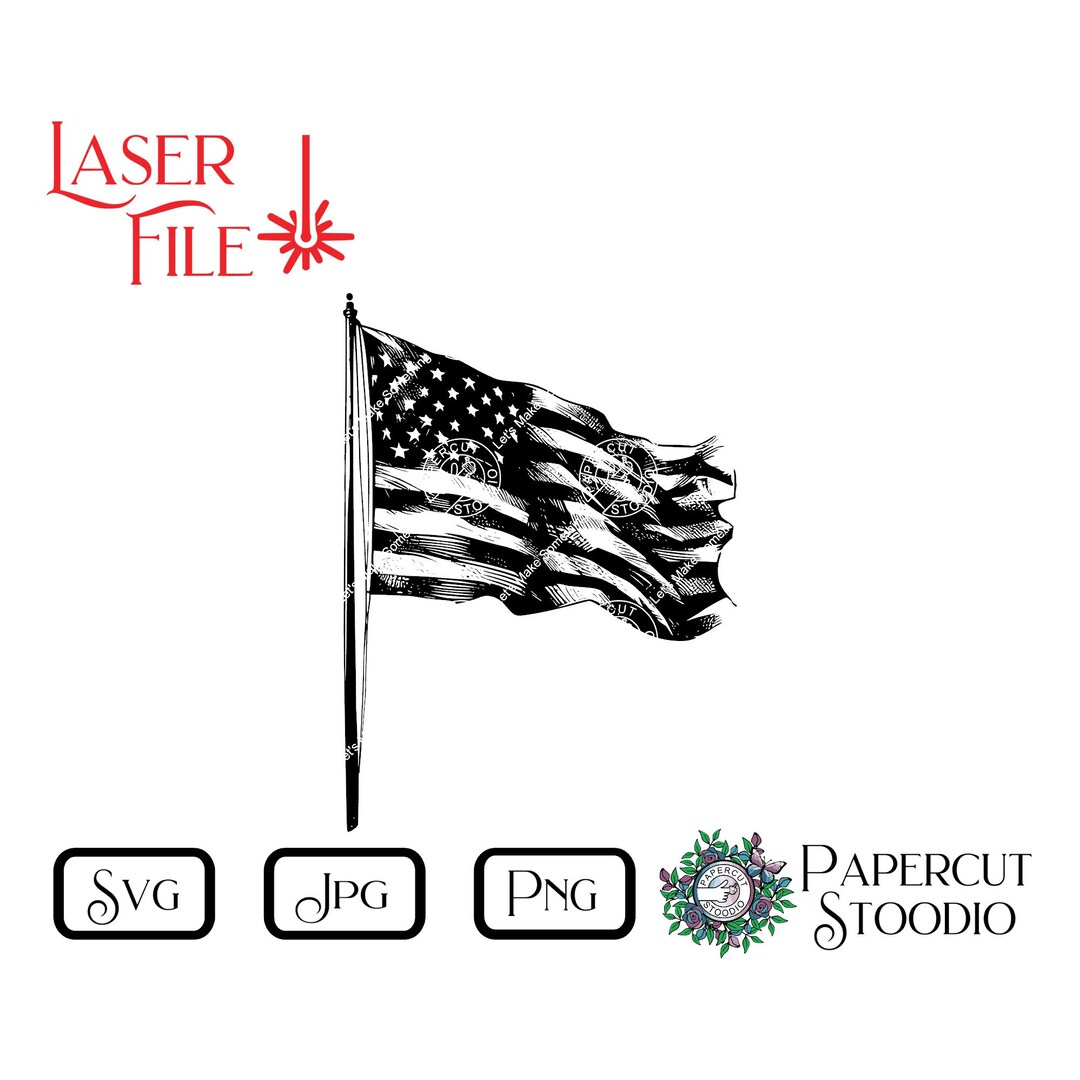 Laser Engrave File - USA Flag SVG, Lightburn Glowforge Proud America ...