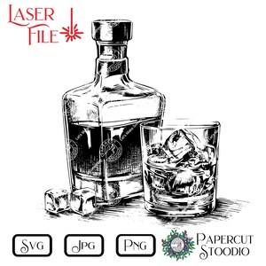 Laser Engrave File, Whiskey SVG, Easy Burn Lightburn Glowforge Wood ...
