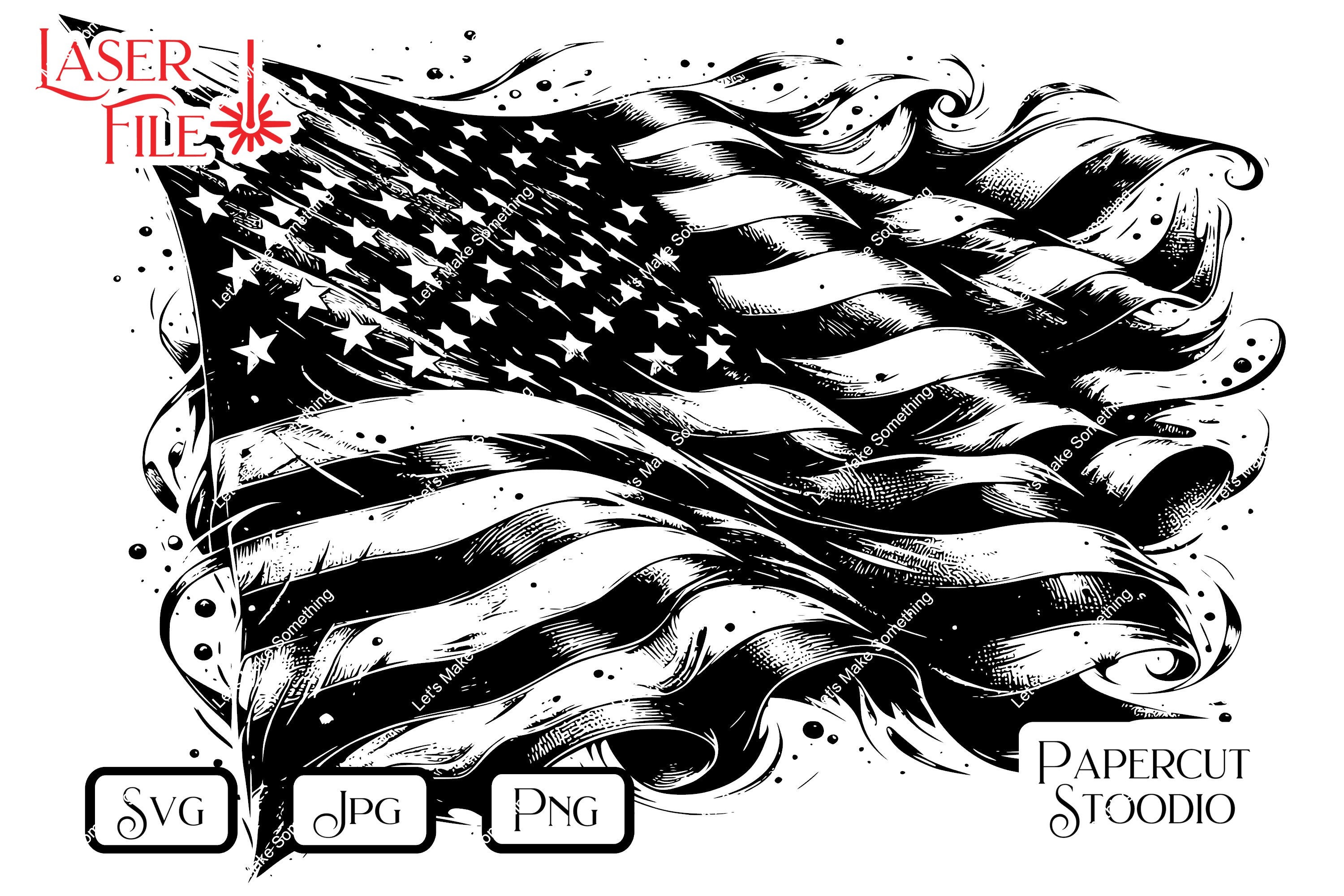 American Flag Laser Engrave File (svg, Png, Jpg), Patriotic DIY ...