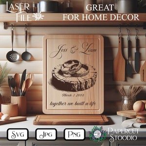 Laser Engrave File, Wedding Bands SVG, Valentine Lightburn Glowforge ...