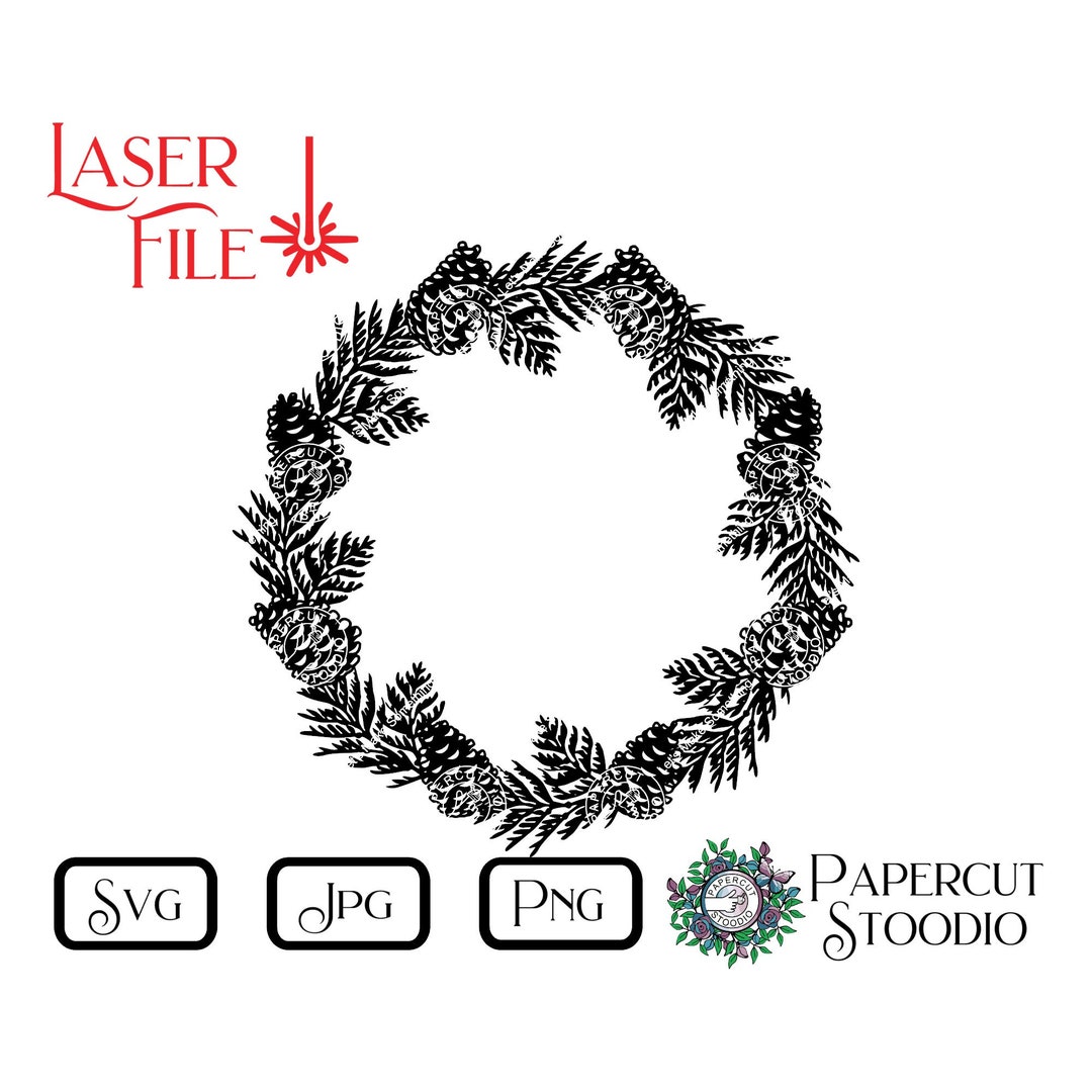 Cedar Wreath Svg, Frame Circle Laser Engrave File Digital Download for ...