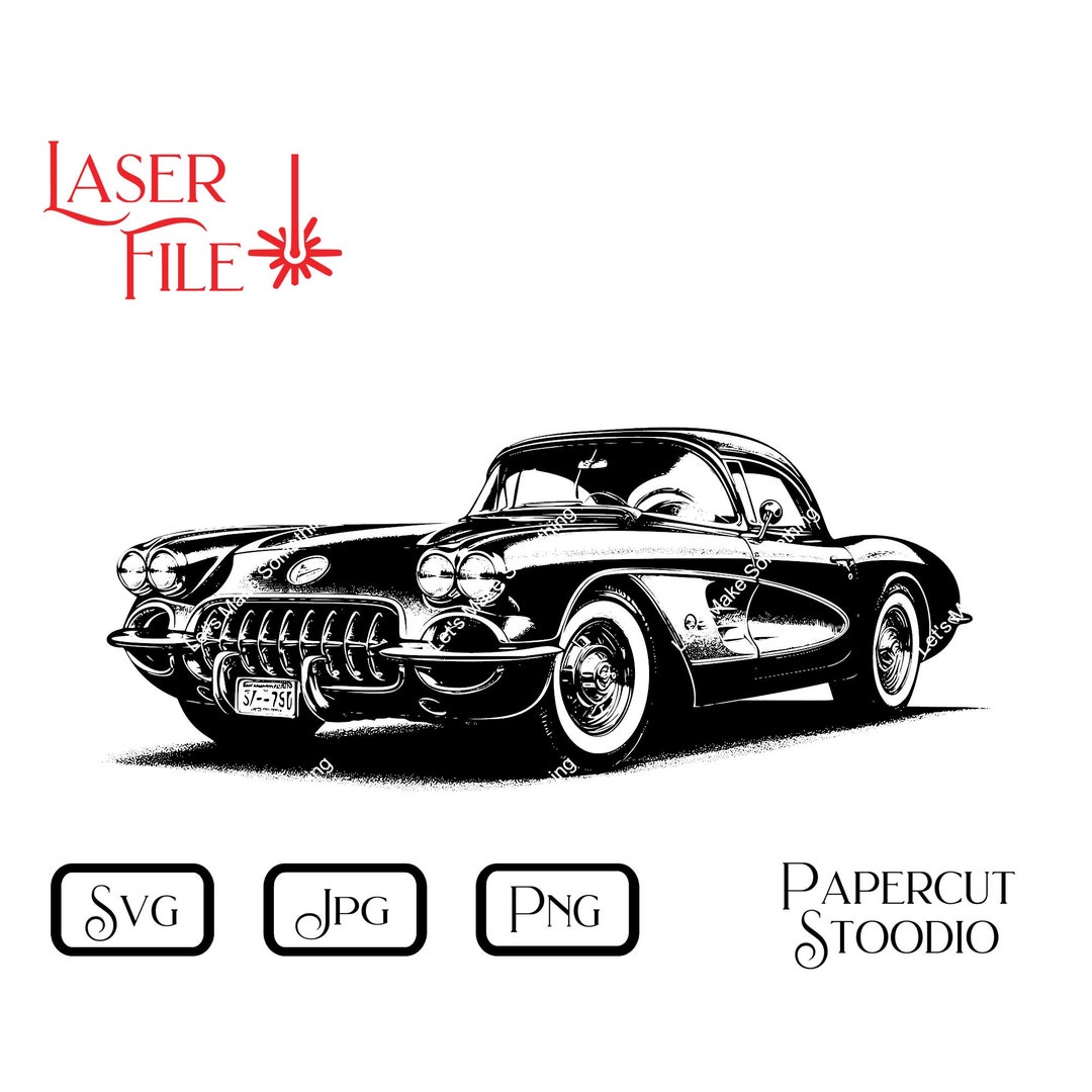 Laser Engrave File, Vintage Car 3 SVG, Lightburn Glowforge Download for ...
