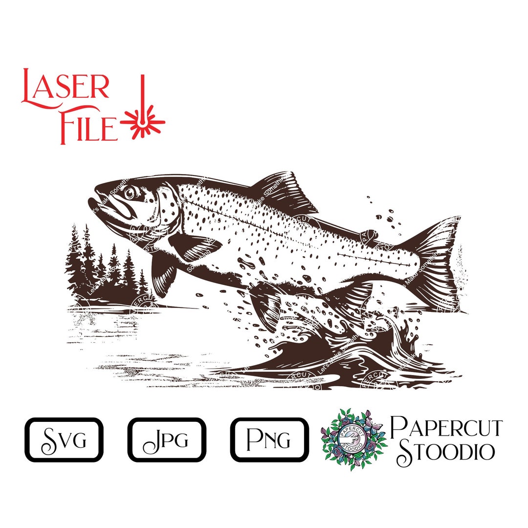 Laser Engrave File, Lake Trout SVG, Lightburn Glowforge File for Wood ...