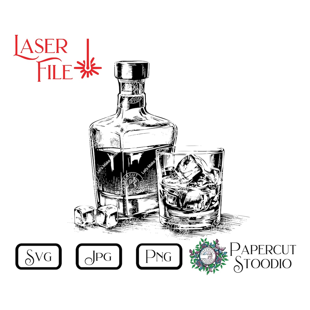 Laser Engrave File, Whiskey SVG, Easy Burn Lightburn Glowforge Wood ...