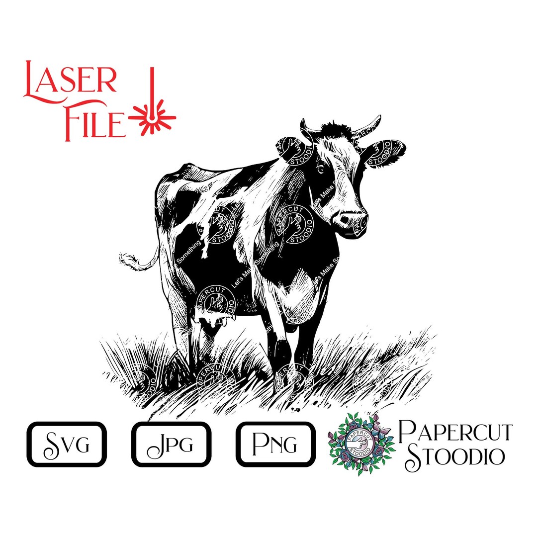 Laser Engrave File, Farm Cow SVG, Dairy Cattle Country Lightburn ...