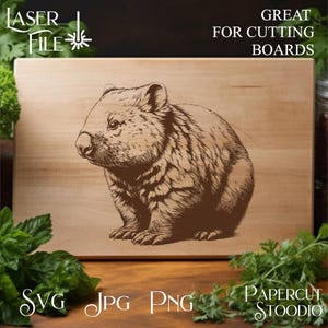 Wombat Laser Engrave File, Wood Cutting Boards, Glowforge Lightburn ...