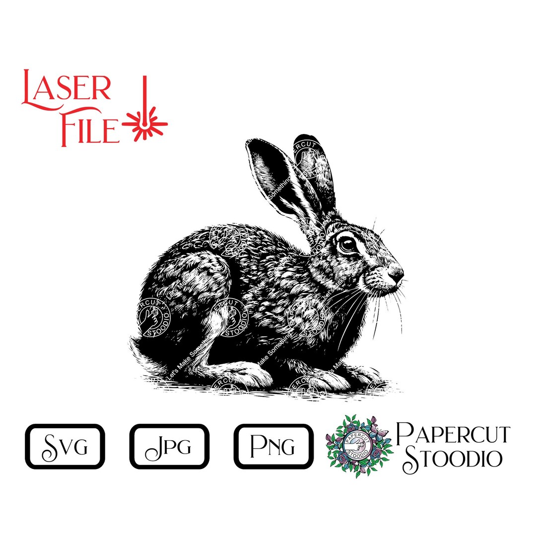 Laser Engrave File, Wild Hare SVG, Lightburn Glowforge Signs Cutting ...