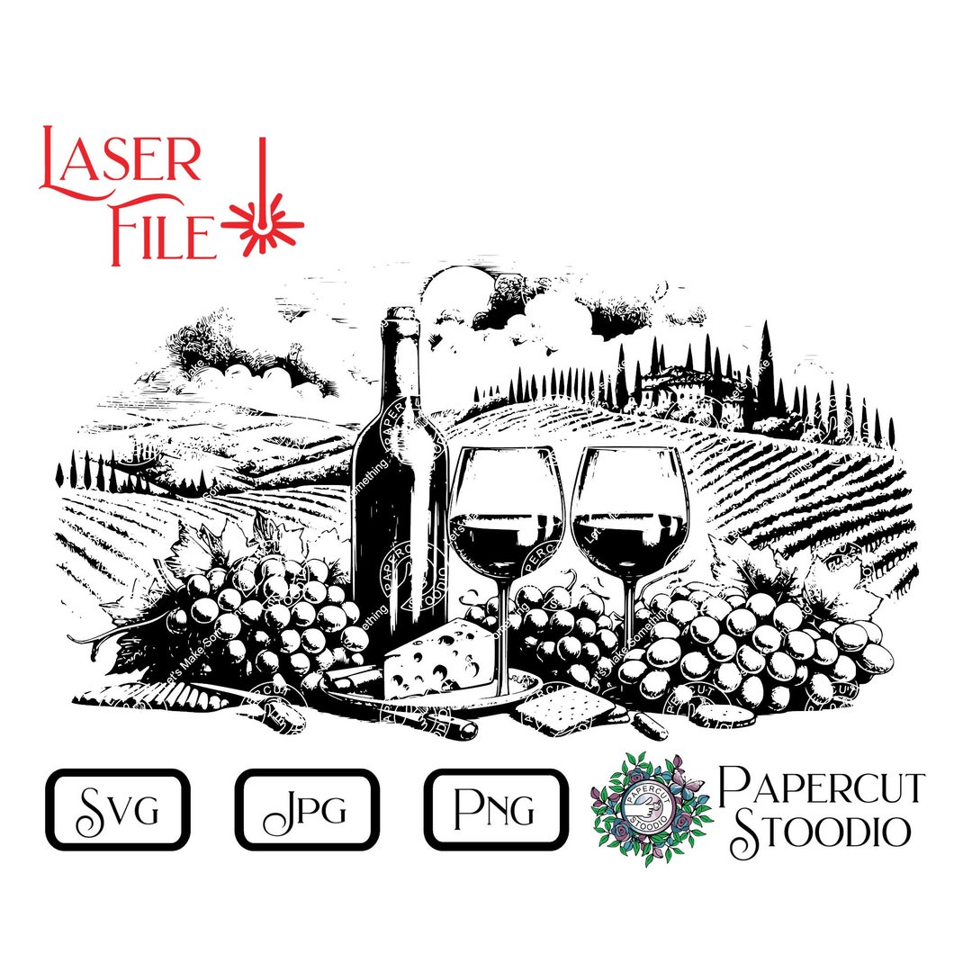 Laser Engrave File, Tuscany Wine Svg Cutting Board Charcuterie Board ...