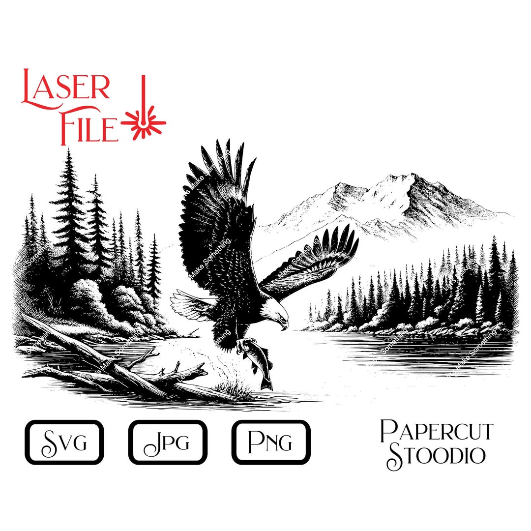 Laser Engrave File, Eagle Catch Svg, Lightburn Glowforge Download for ...