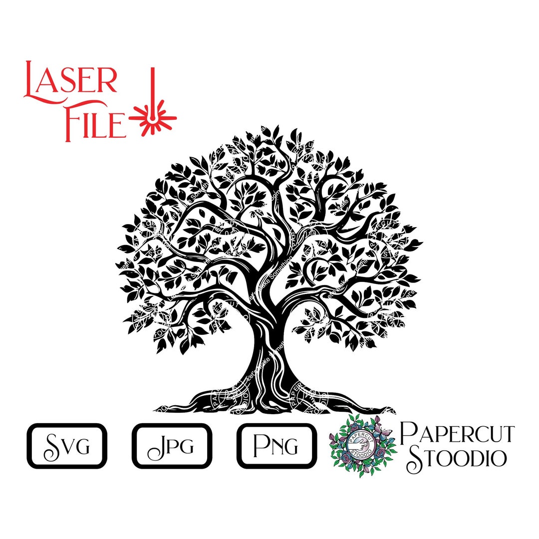 Laser Engrave File, Tree Emblem SVG, Lightburn Glowforge Wood Burn DIY ...