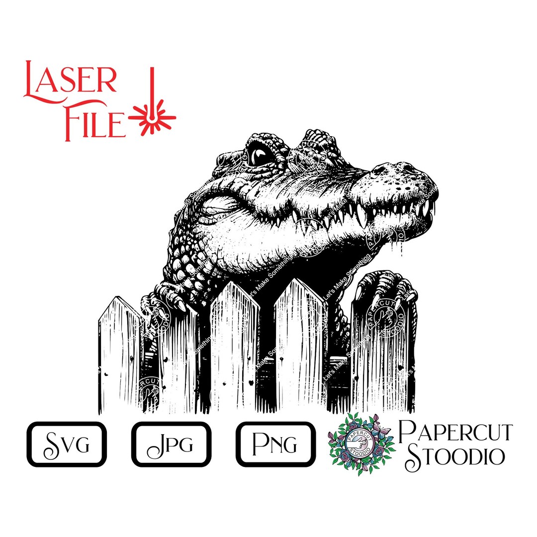 Laser Engrave File, Crocodile Peek SVG, DIY Door Hanger Funny Fence ...